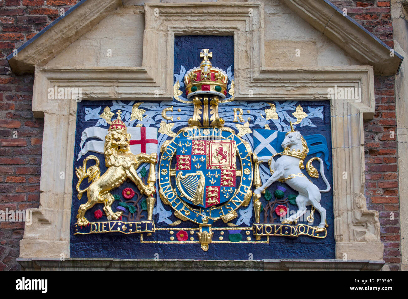 The Coat of Arms of King Charles I above the entrance to King’s Manor ...