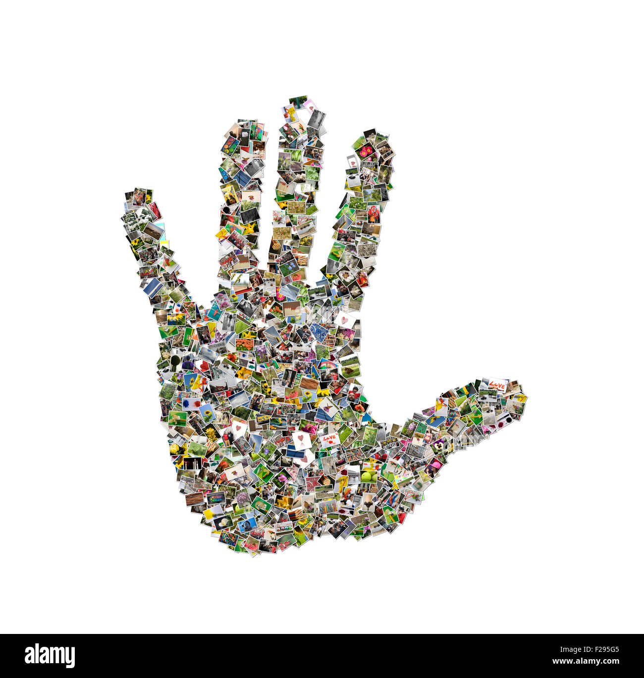 Hand, photos collage isolated on a white background Stock Photo - Alamy