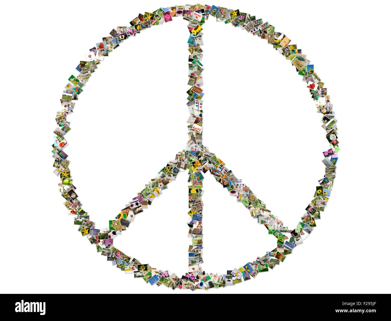 Peace sign, photo collage isolated on a white background Stock Photo ...