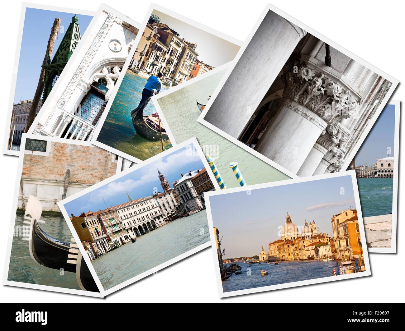 Postcards of Venice with columns and other Venetian features Stock ...