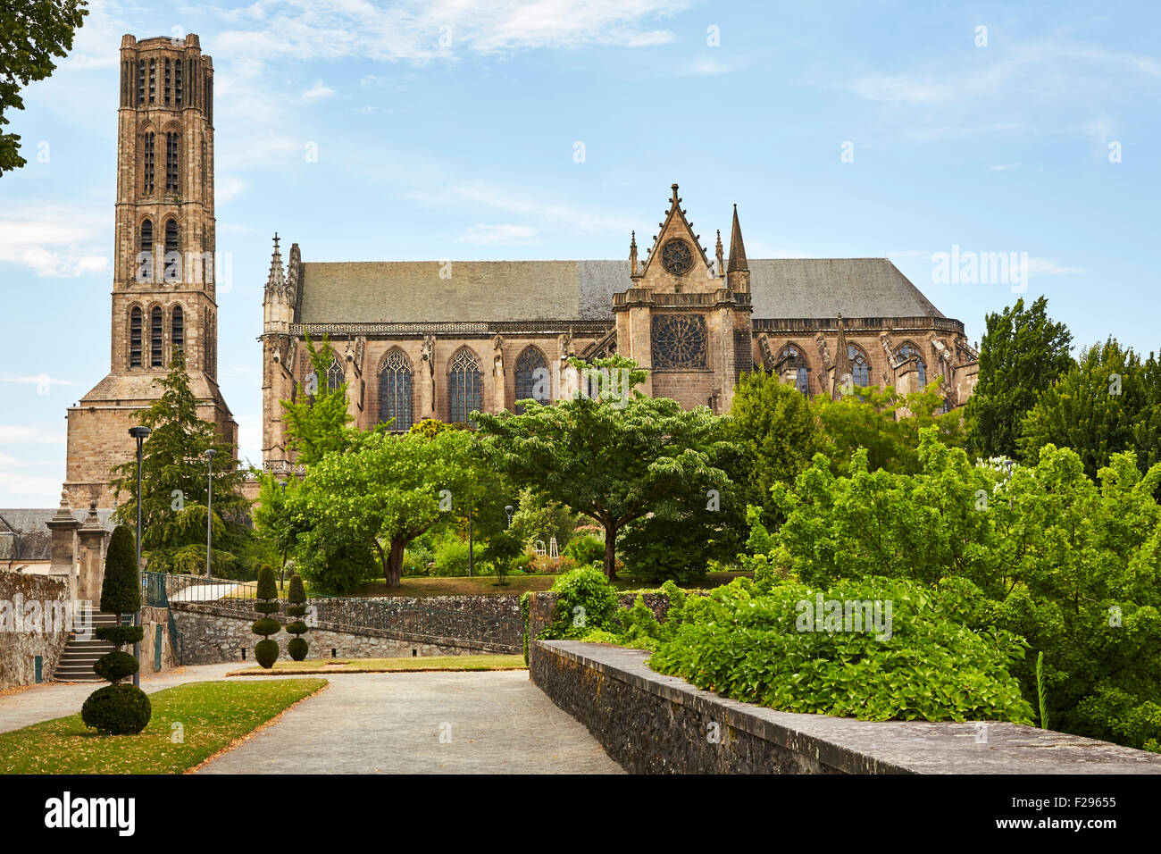 View of Saint-Etienne Cathedral from the gardens in Limoges, Haute ...