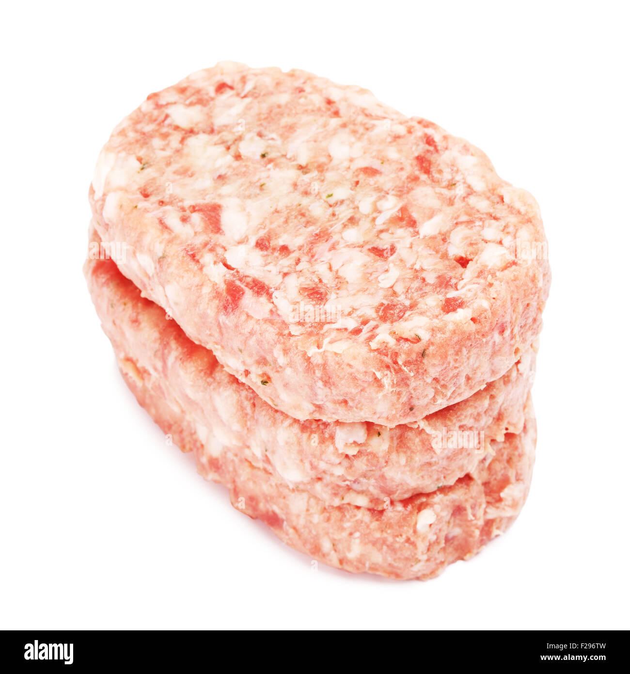 raw pork patties, isolated on white background Stock Photo - Alamy