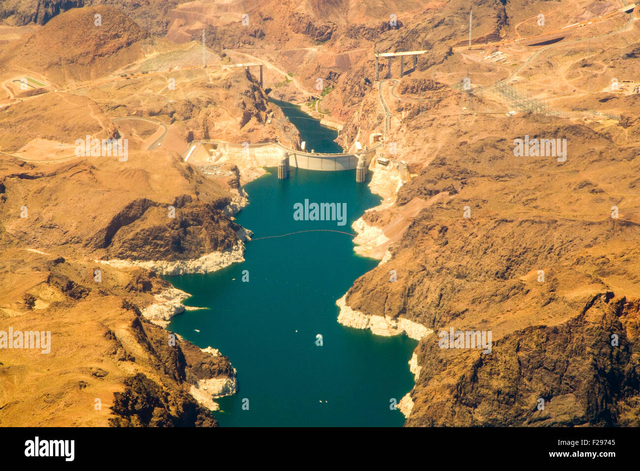 Aerial view of Hoover Dam on Colorado river, Nevada, U.S.A Stock Photo ...