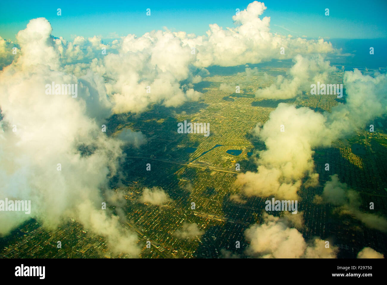 Aerial view of a landscape with clouds Stock Photo - Alamy
