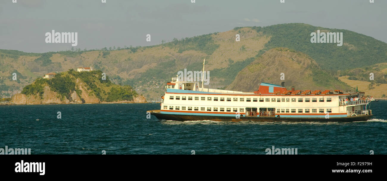 Ferry boat called 'Barca' in Guanabara Bay, Rio De Janeiro, Brazil ...