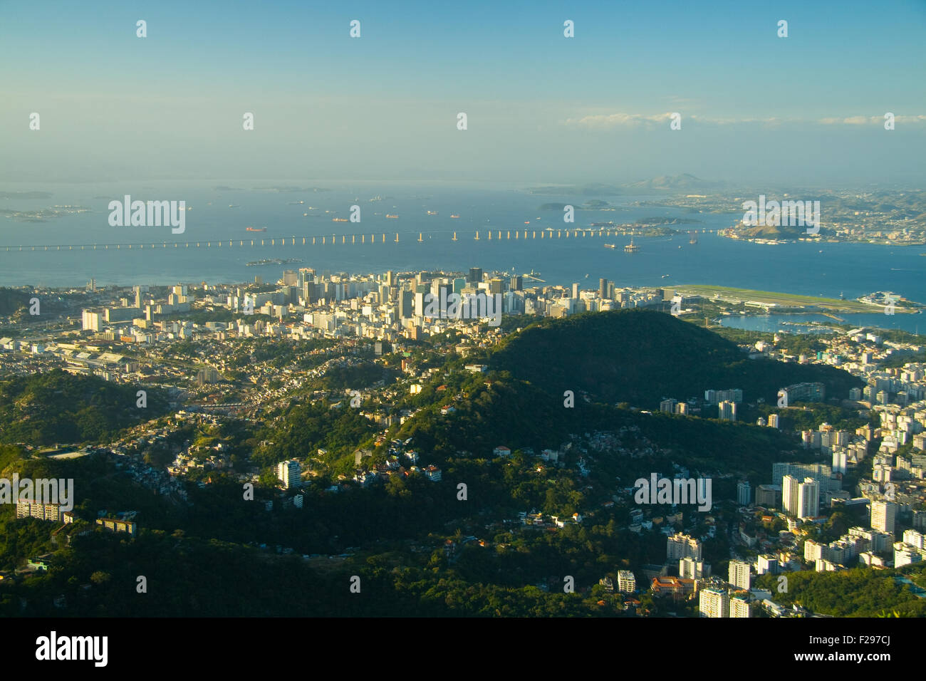 Downtown Rio and the Rio-Niteroi Bridge in Rio De Janeiro, Brazil Stock ...