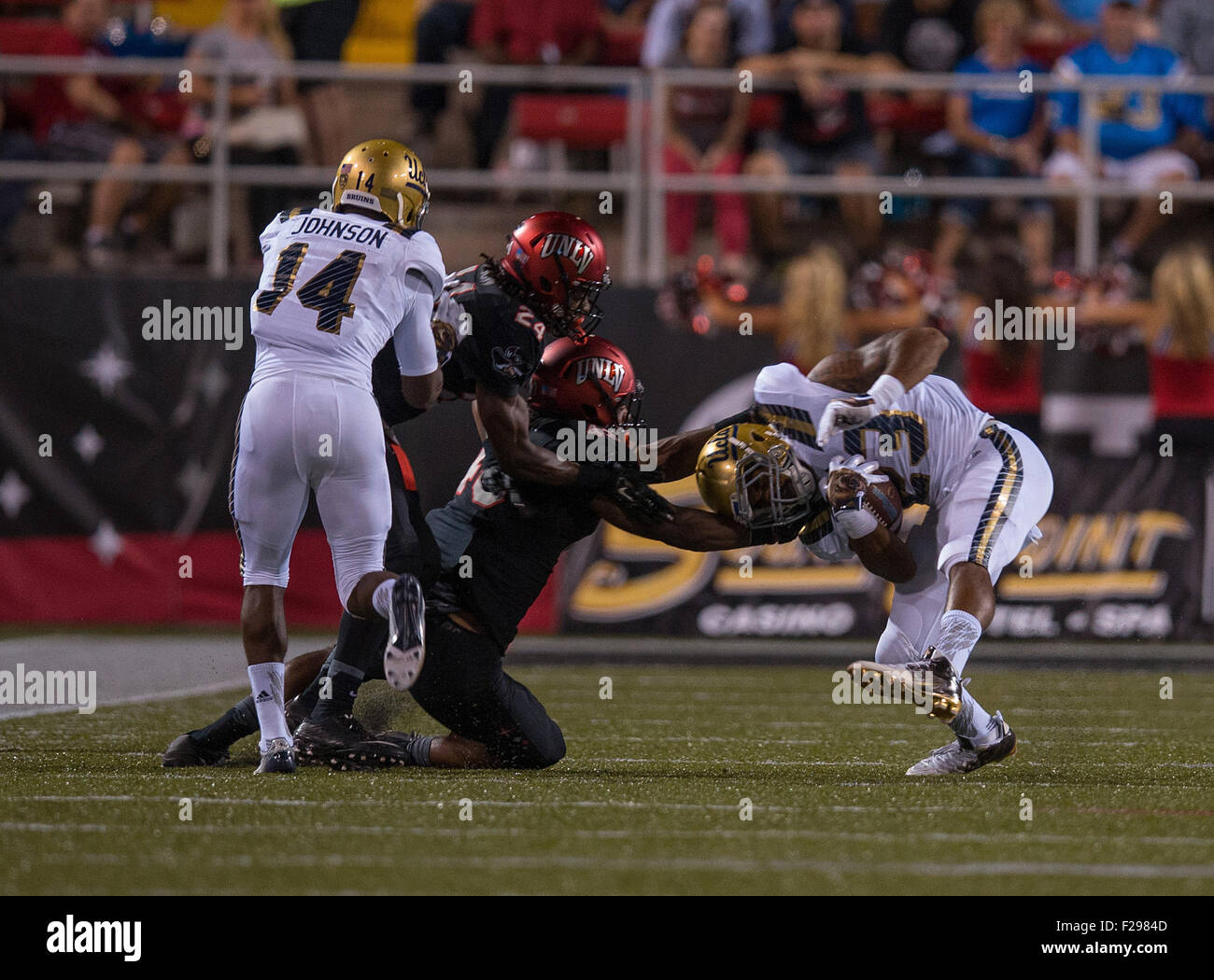 Las Vegas, NV, USA. 12th Sep, 2015. UCLA Bruins receiver (14) Mossi ...