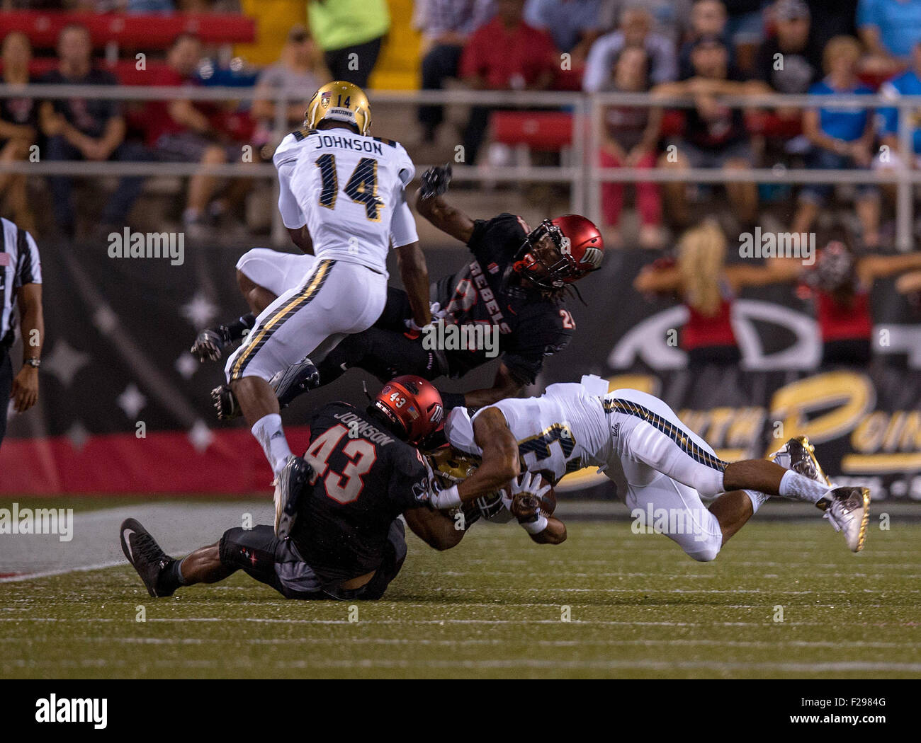 Las Vegas, NV, USA. 12th Sep, 2015. UCLA Bruins receiver (14) Mossi ...