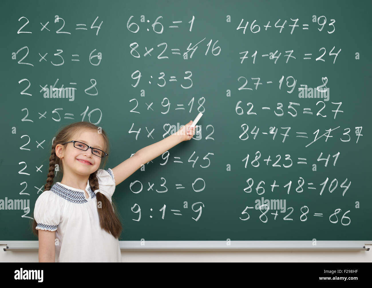 girl with math numbers on school board Stock Photo - Alamy