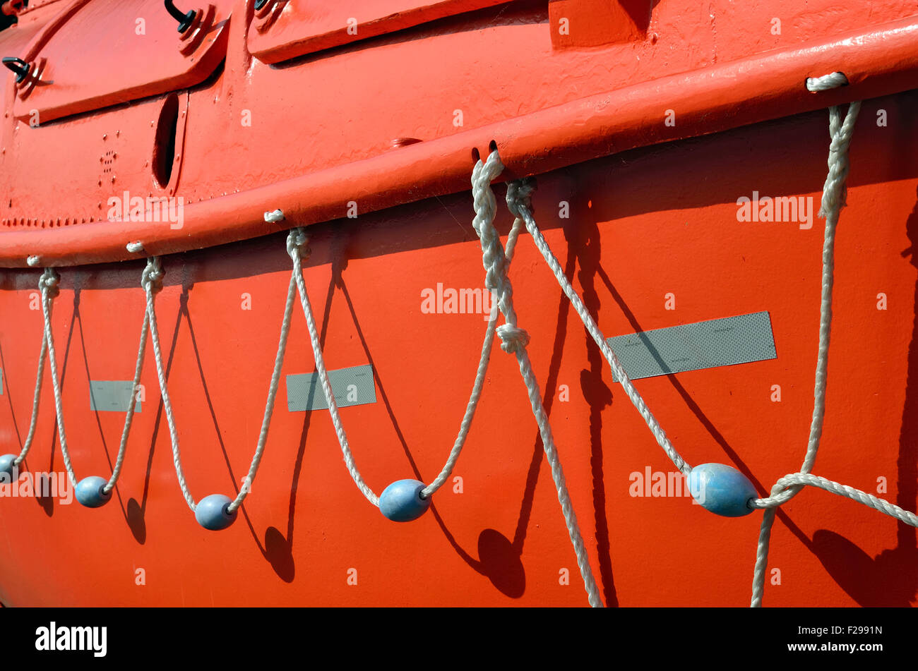 Board the lifeboat with a Leer and floats Stock Photo - Alamy