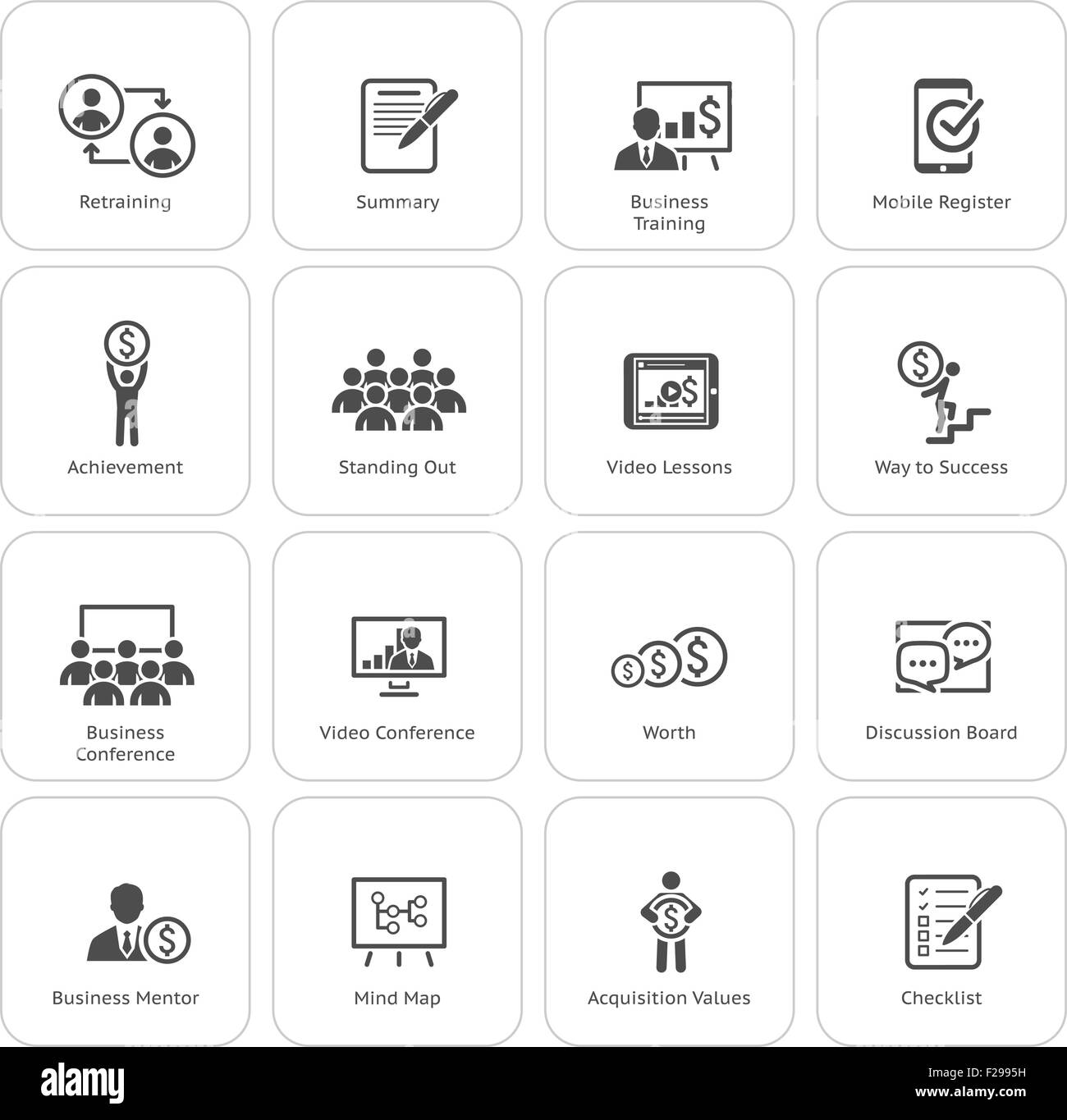 Business Coaching Icon Set. Online Learning. Flat Design Stock Vector ...