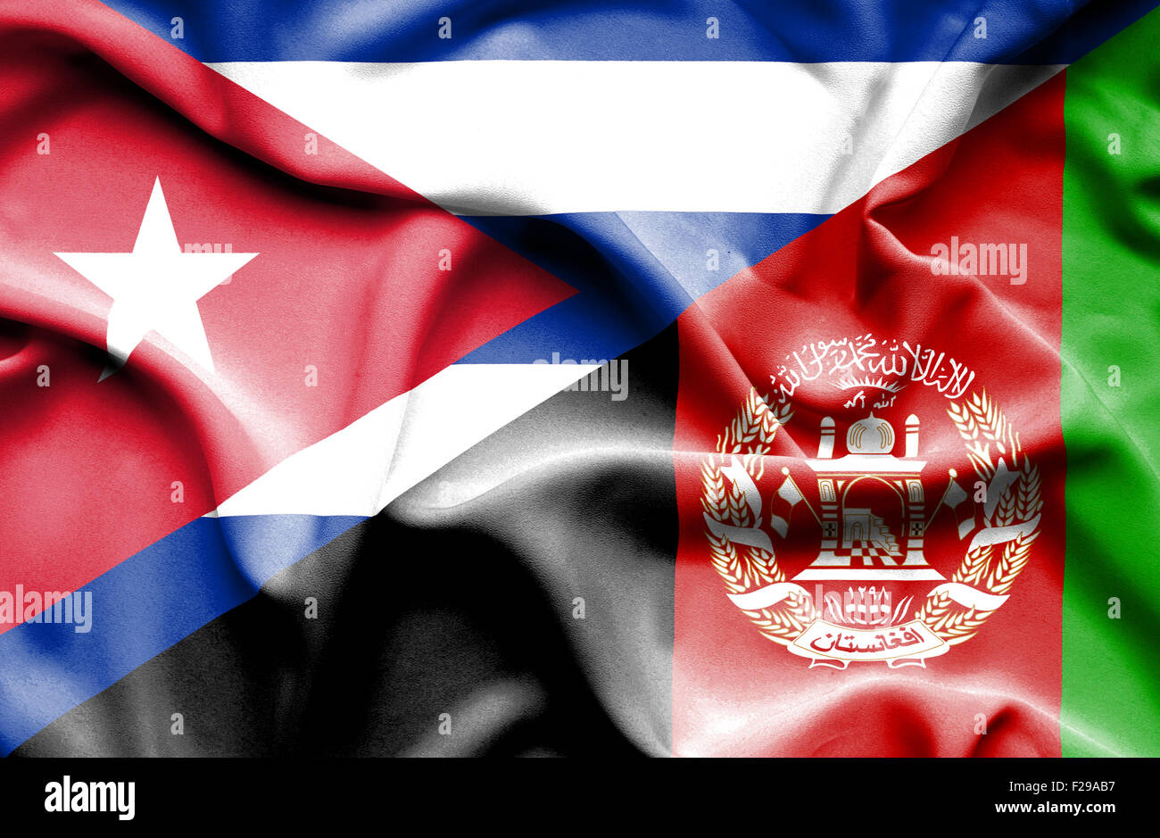 Waving flag of Afghanistan and Cuba Stock Photo - Alamy