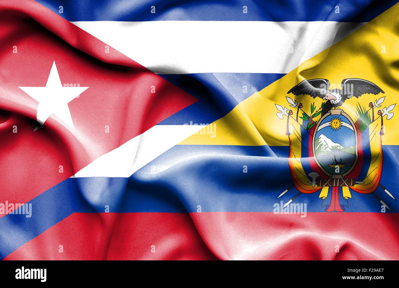 Waving flag of Ecuador and Cuba Stock Photo - Alamy