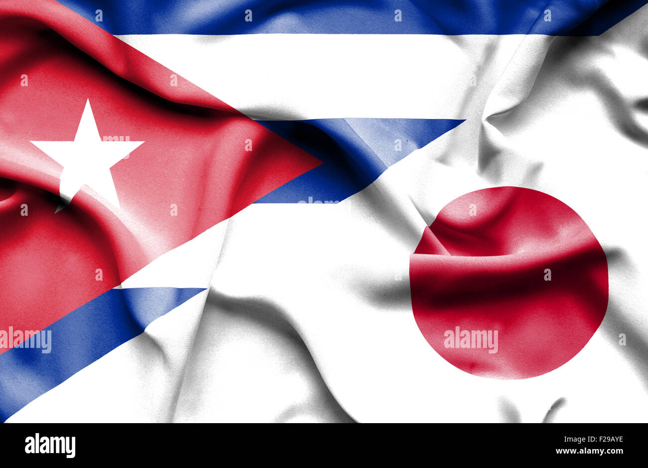 Waving flag of Japan and Cuba Stock Photo - Alamy