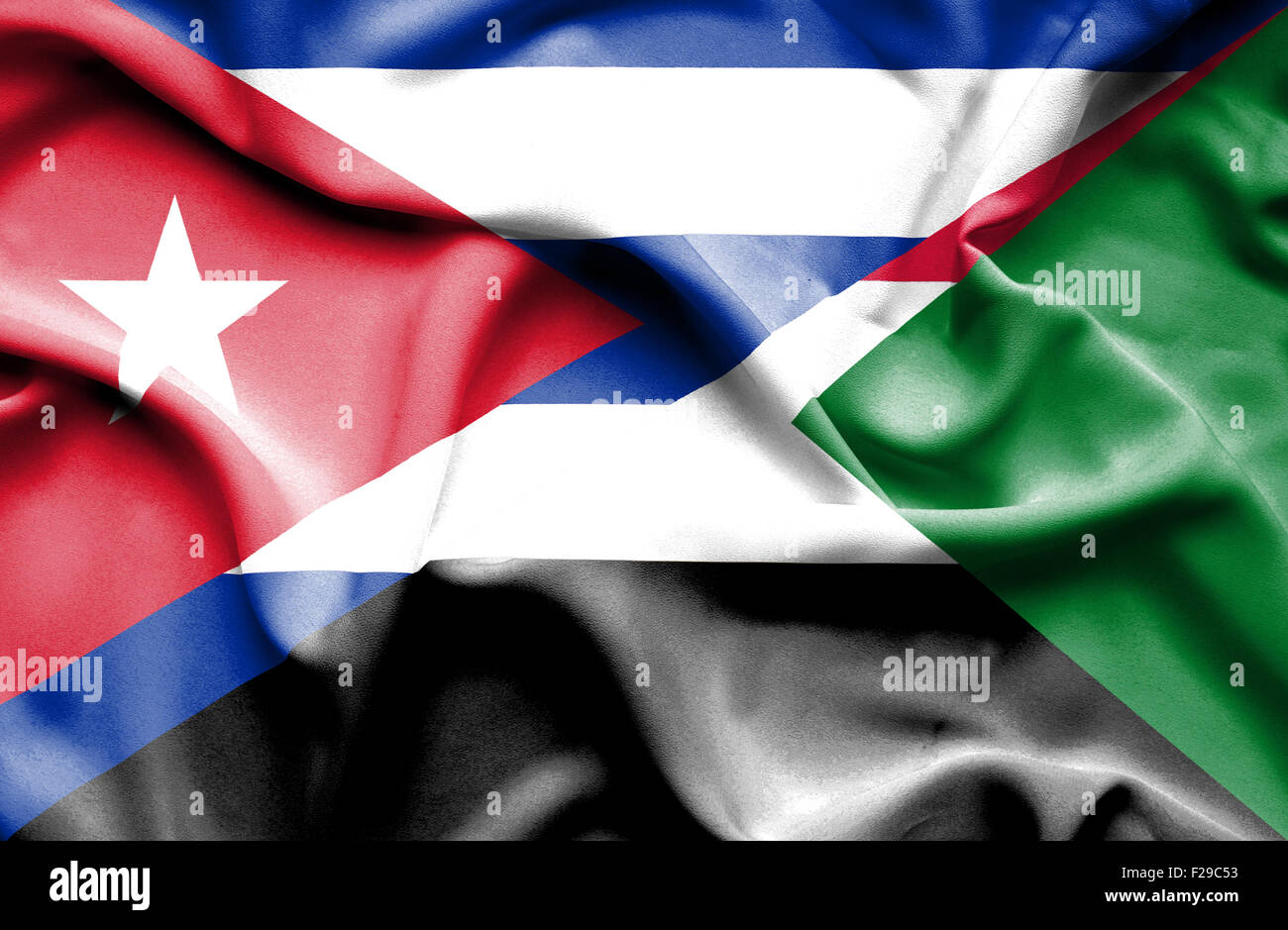 Waving flag of Sudan and Cuba Stock Photo - Alamy