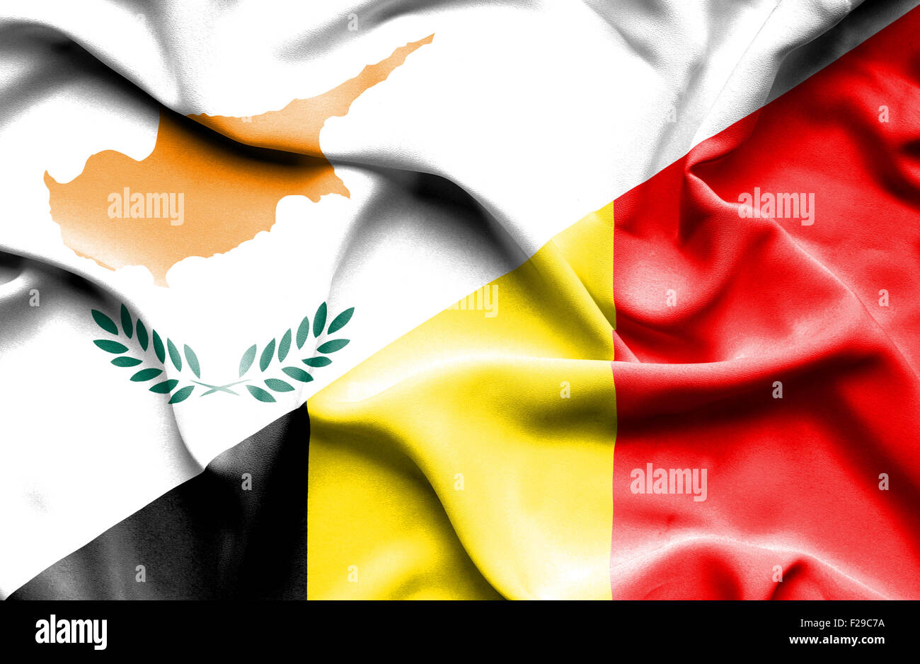 Waving flag of Belgium and Cyprus Stock Photo - Alamy