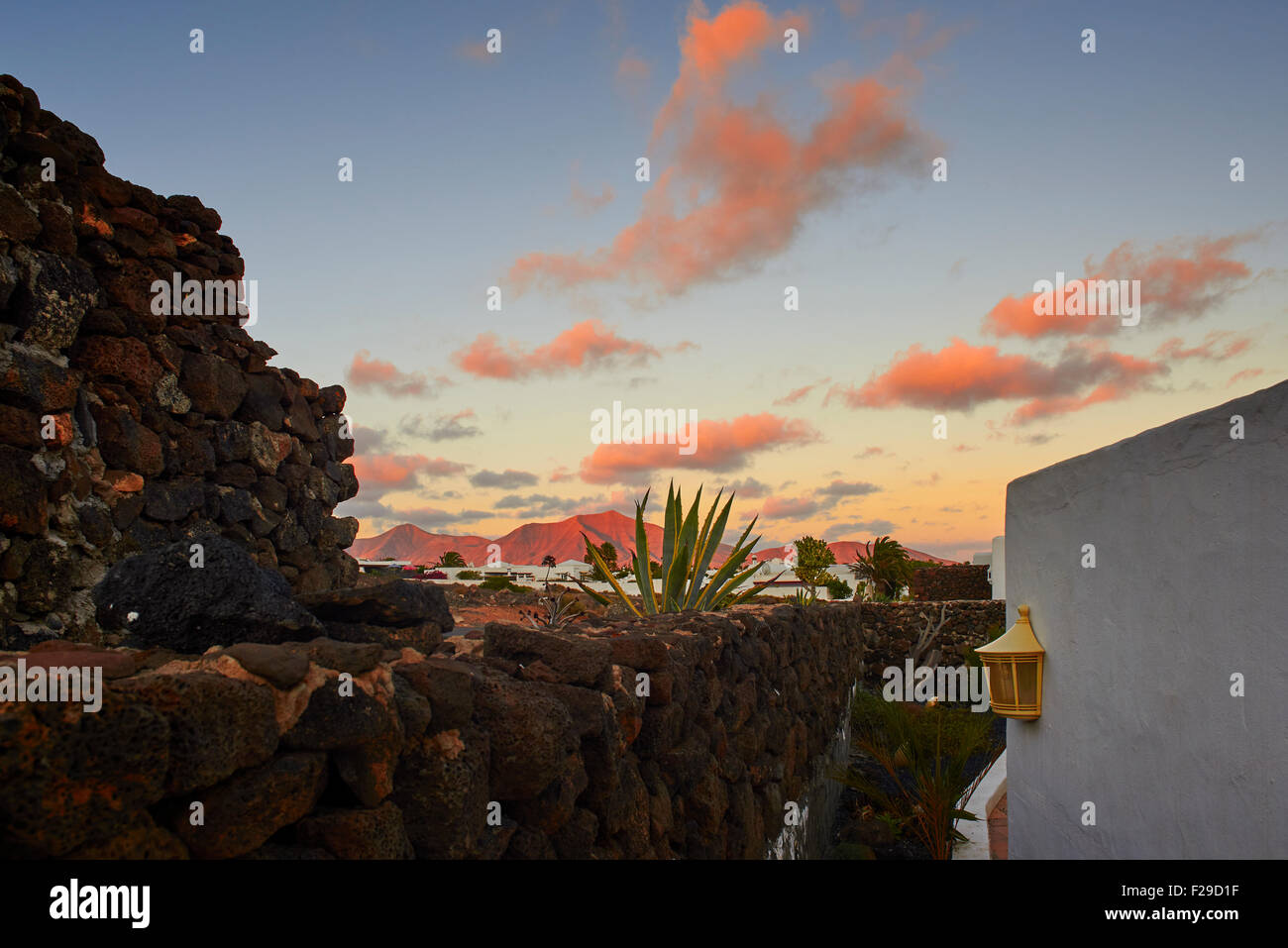 Sunset over Playa Blanca, Lanzarote,. Canary Islands Stock Photo - Alamy