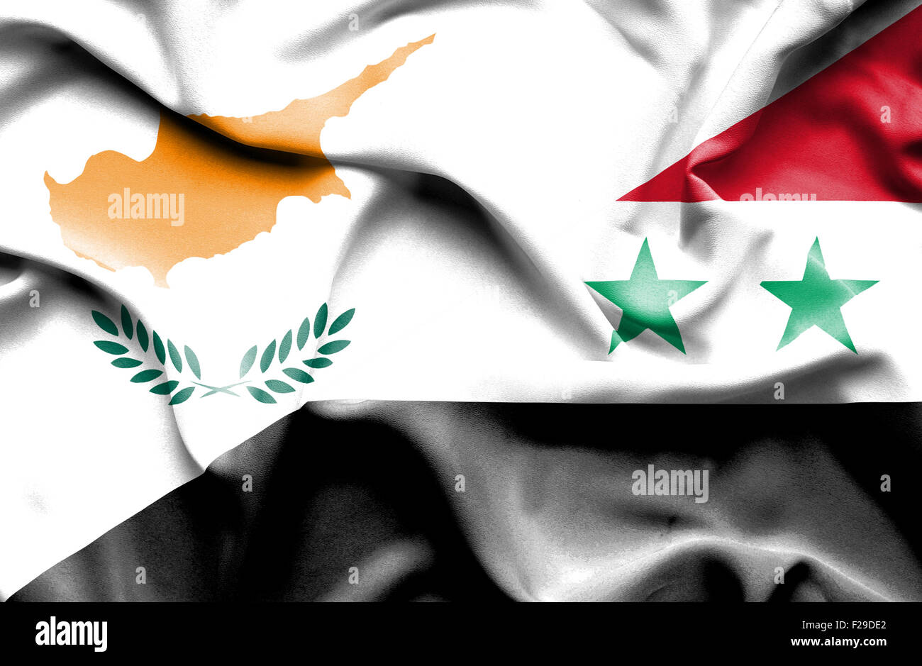 Waving flag of Syria and Cyprus Stock Photo - Alamy