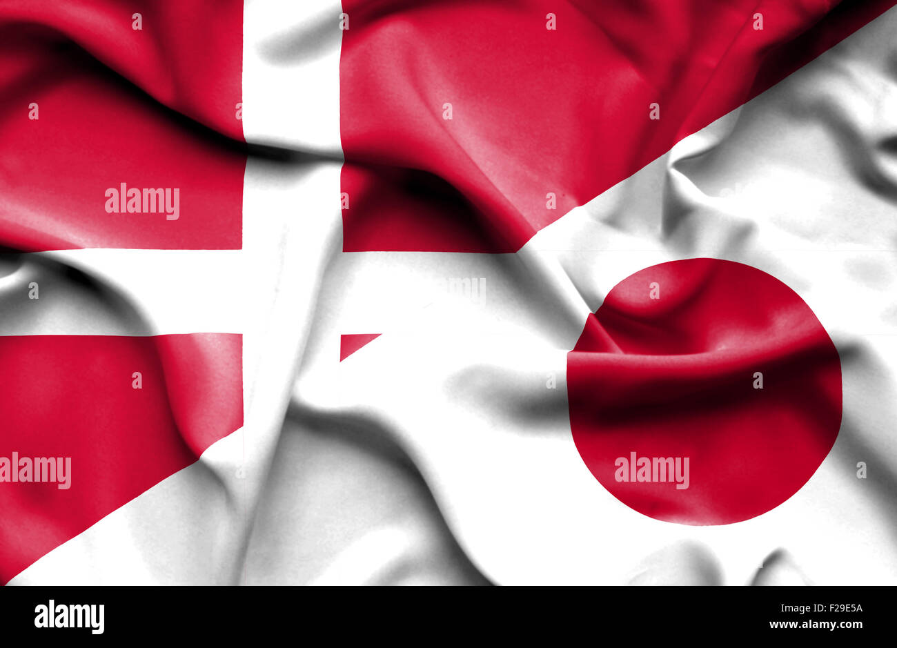 Waving flag of Japan and Denmark Stock Photo - Alamy