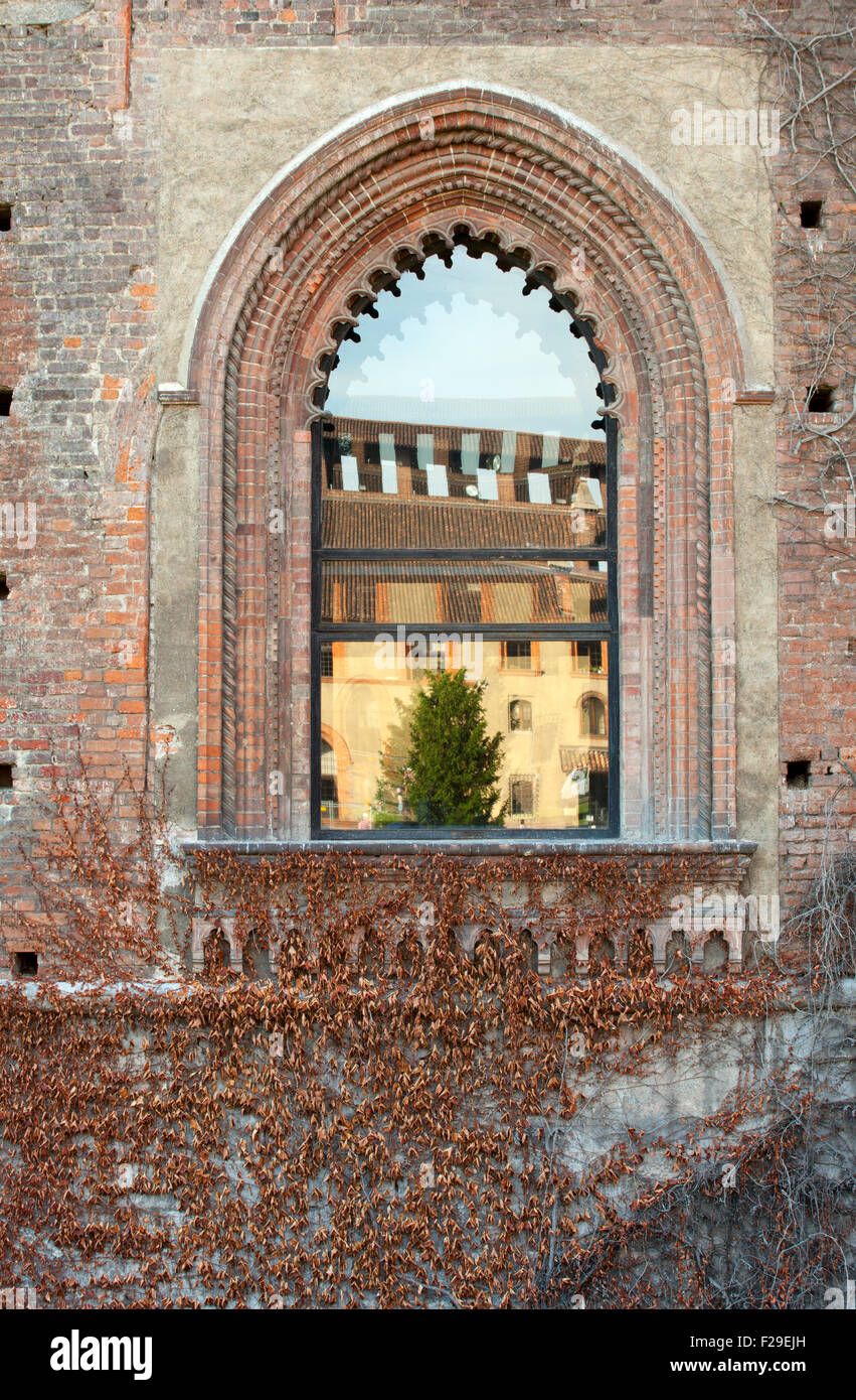 Window of Sforzesco castle, Milan - Italy Stock Photo - Alamy