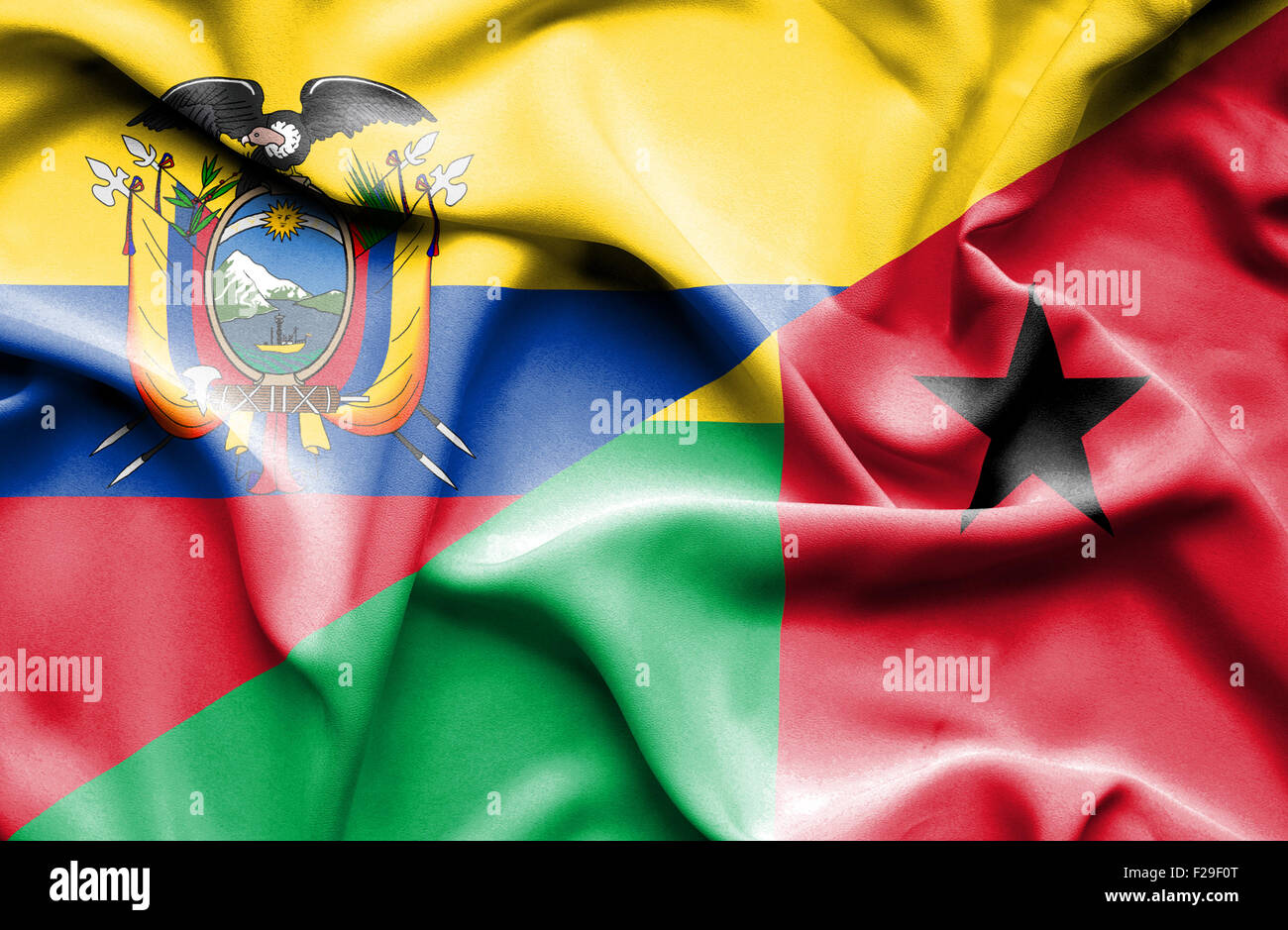 Waving flag of Guinea Bissau and Ecuador Stock Photo - Alamy