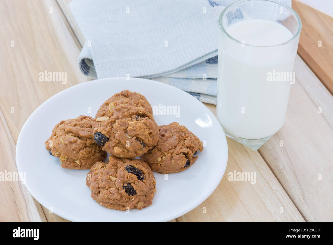 Raisin cookies and milk fresh, delicious snacks Stock Photo - Alamy