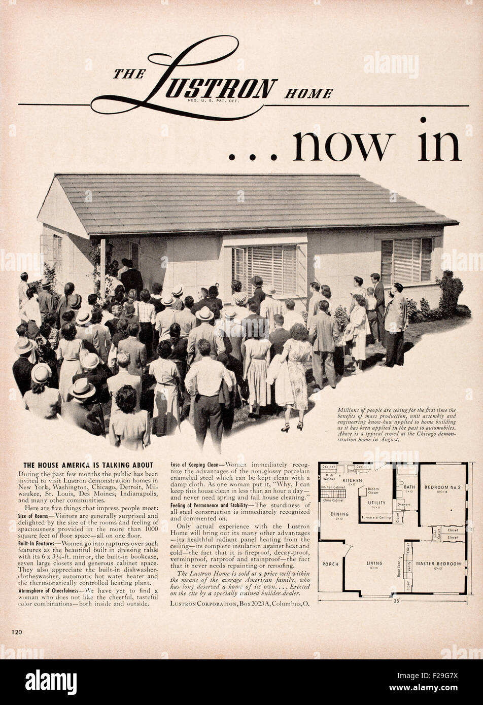 American magazine advertisement for the prefabricated enameled steel ...