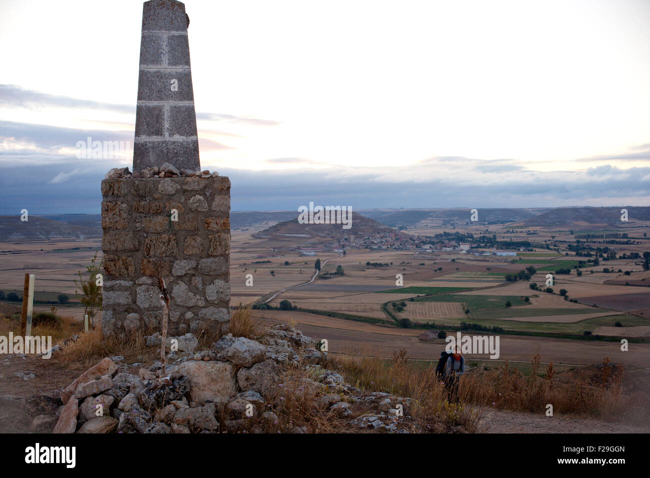 Obelisk in the countryside, Way of St. James - Spain Stock Photo - Alamy