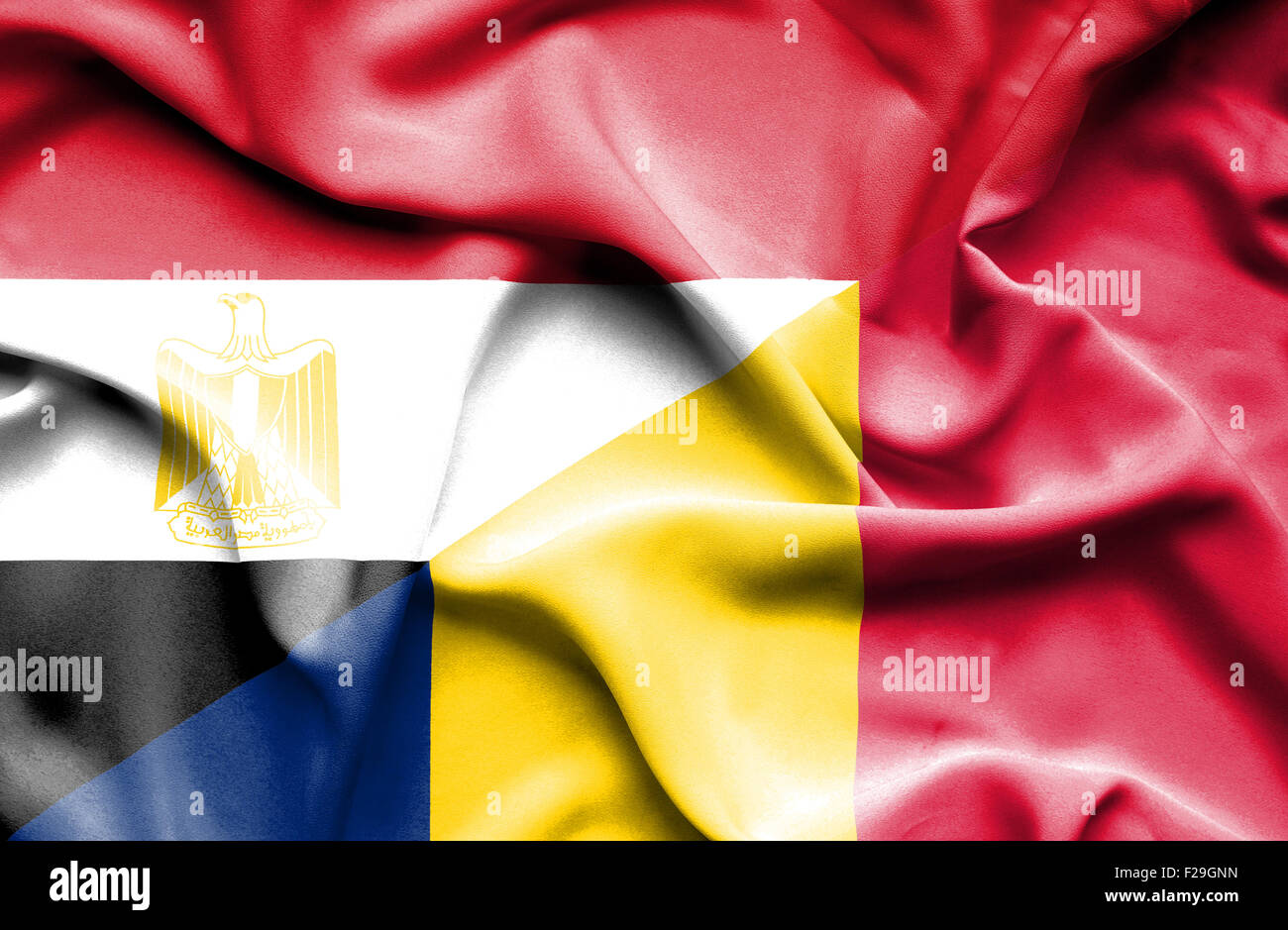 Waving flag of Chad and Egypt Stock Photo - Alamy