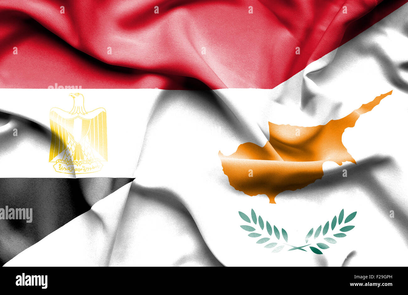 Waving flag of Cyprus and Egypt Stock Photo - Alamy