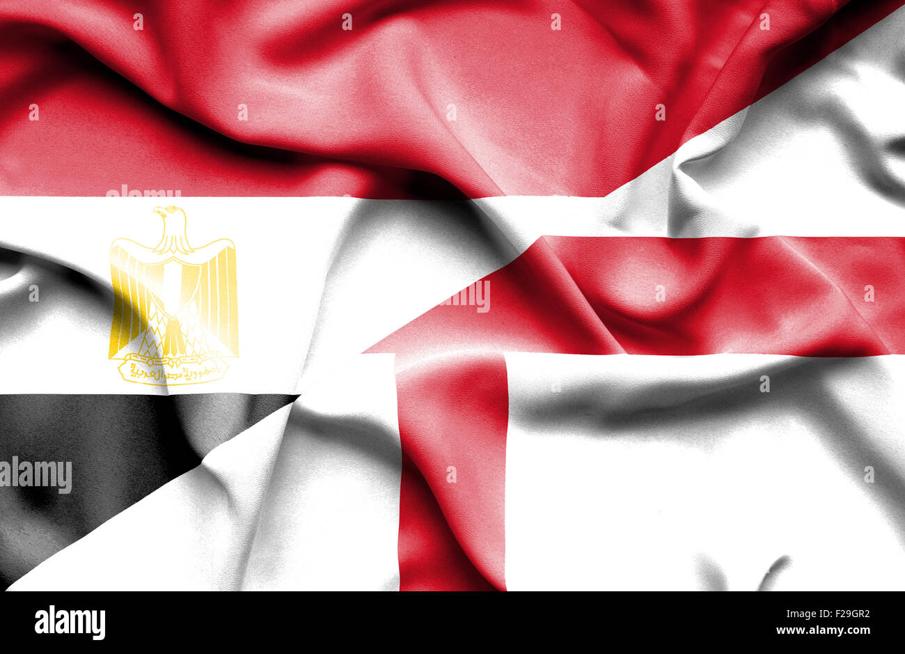 Waving flag of England and Egypt Stock Photo - Alamy