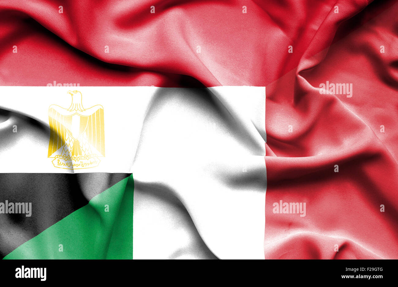 Waving flag of Italy and Egypt Stock Photo - Alamy