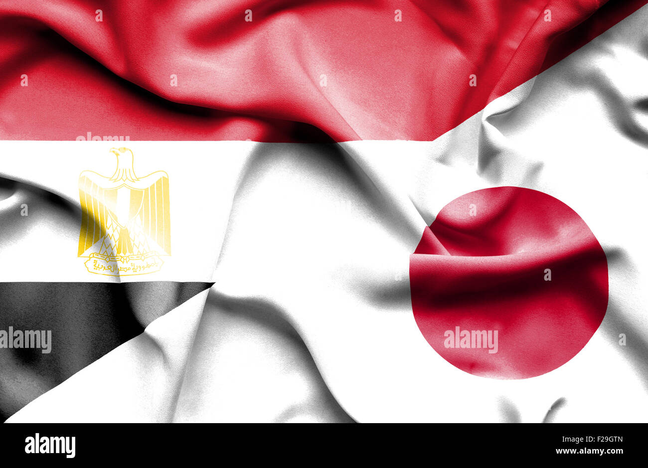 Waving flag of Japan and Egypt Stock Photo - Alamy