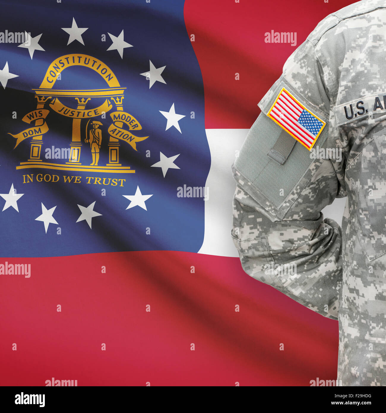 American soldier with US state flag on background series - Georgia ...