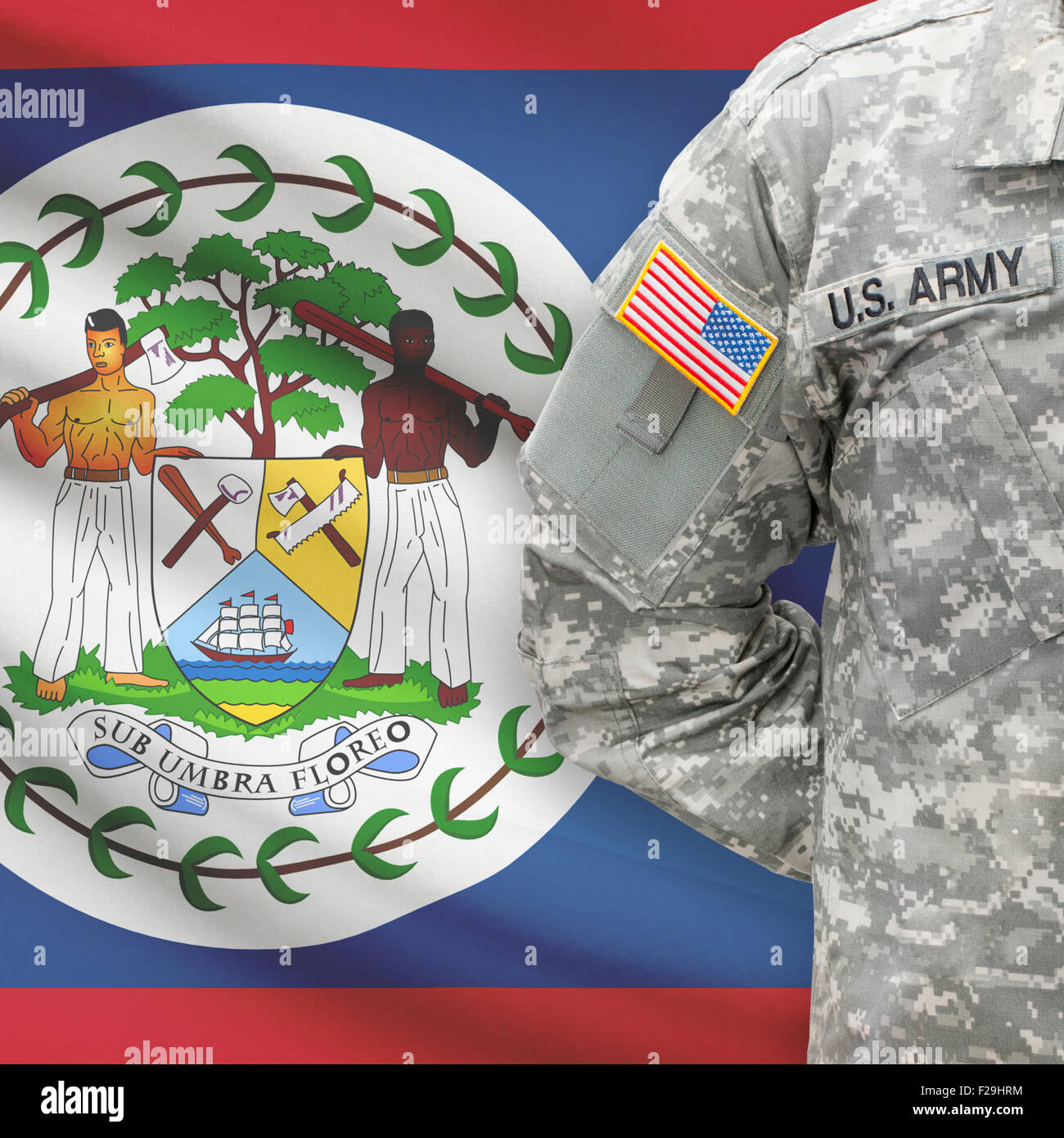 American soldier with flag on background series - Belize Stock Photo ...