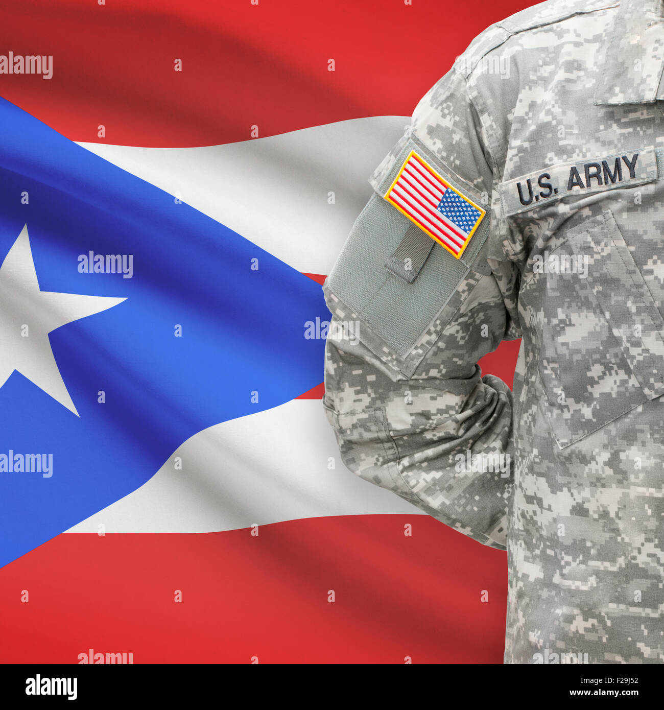 American soldier with flag on background series - Puerto Rico Stock ...