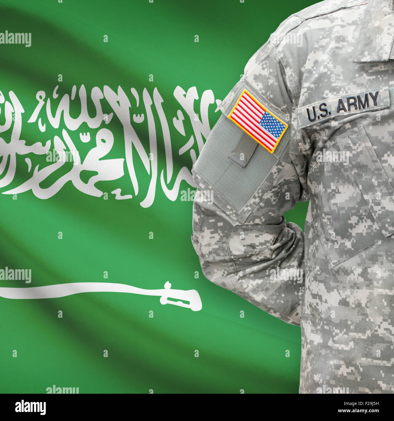 American soldier with flag on background series - Saudi Arabia Stock ...