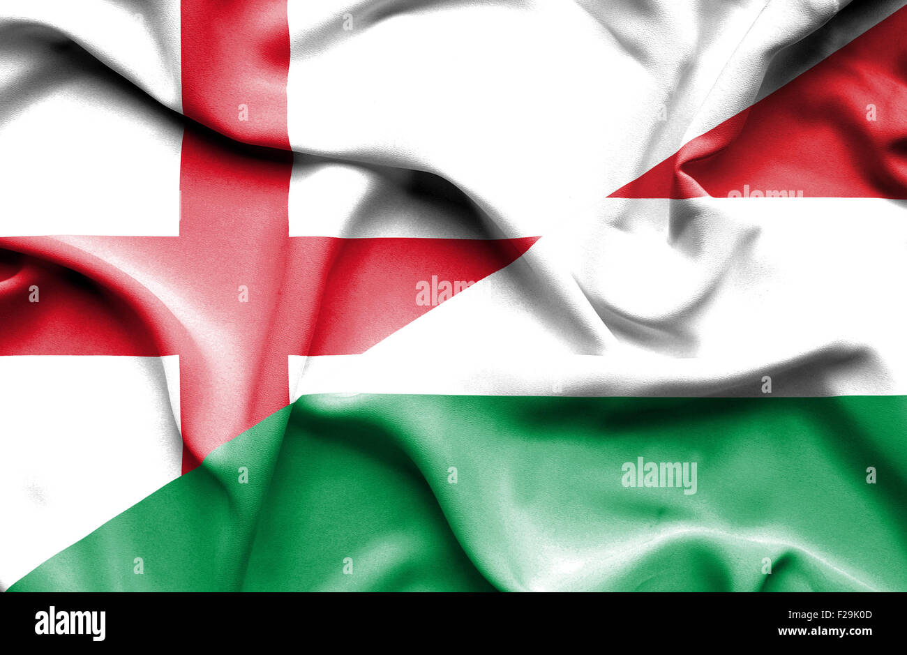 Waving flag of Hungary and England Stock Photo - Alamy