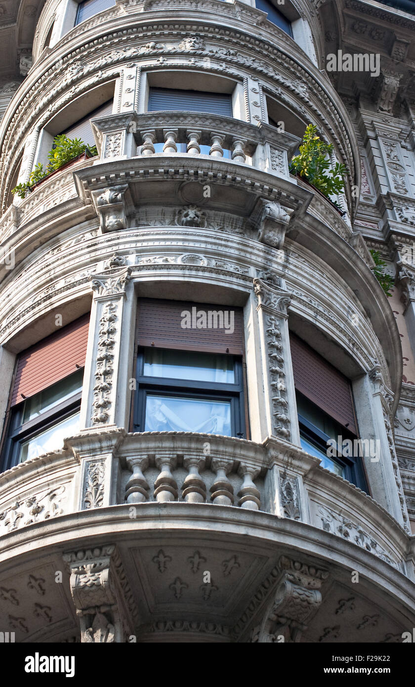 View of famous balcony in Milan Stock Photo - Alamy