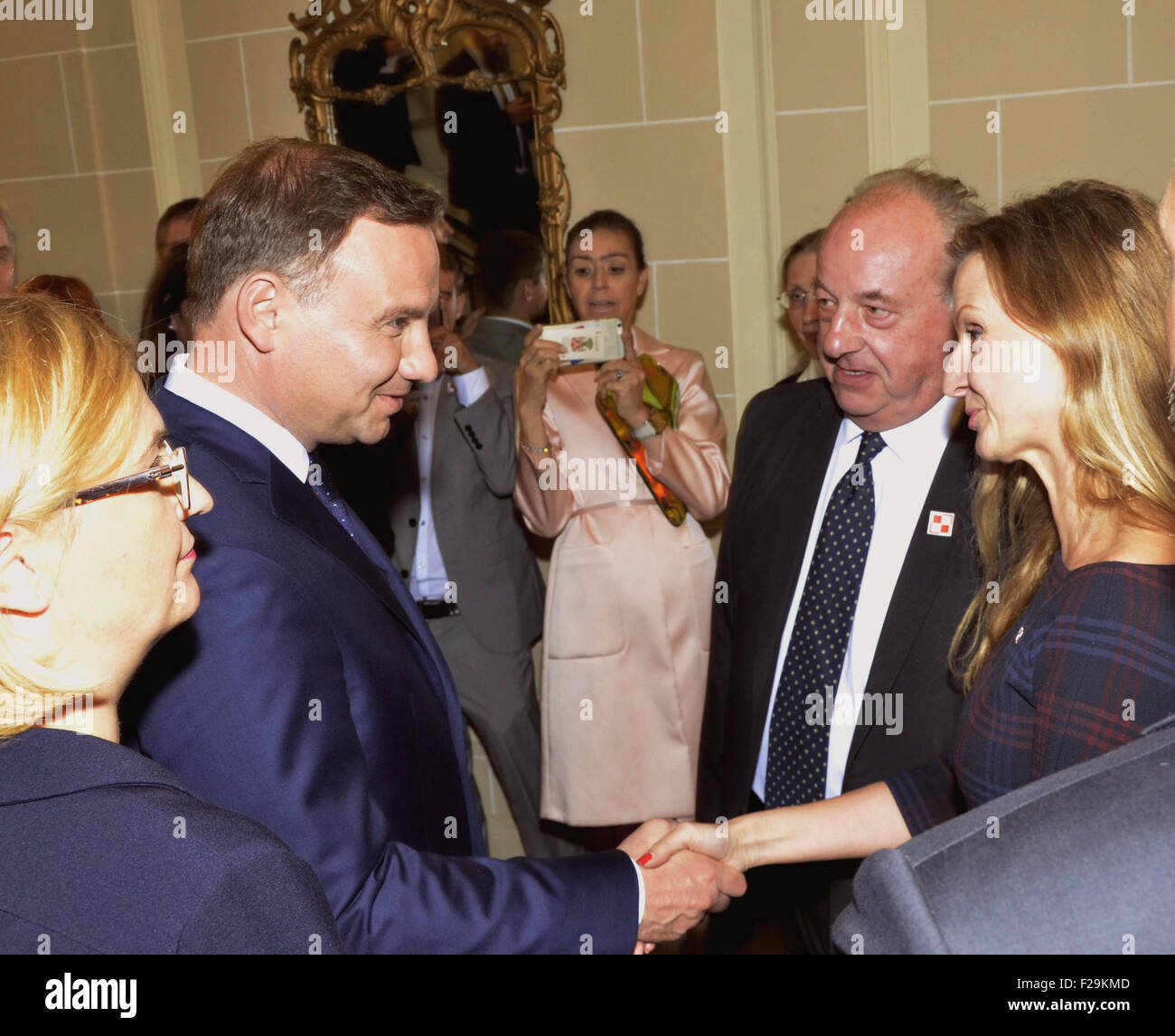London, UK. 14th September, 2015. Welcoming the presidential couple in ...