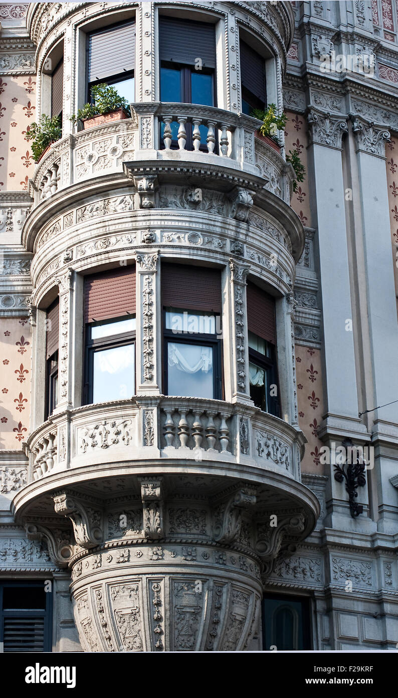 View of famous balcony in Milan Stock Photo - Alamy