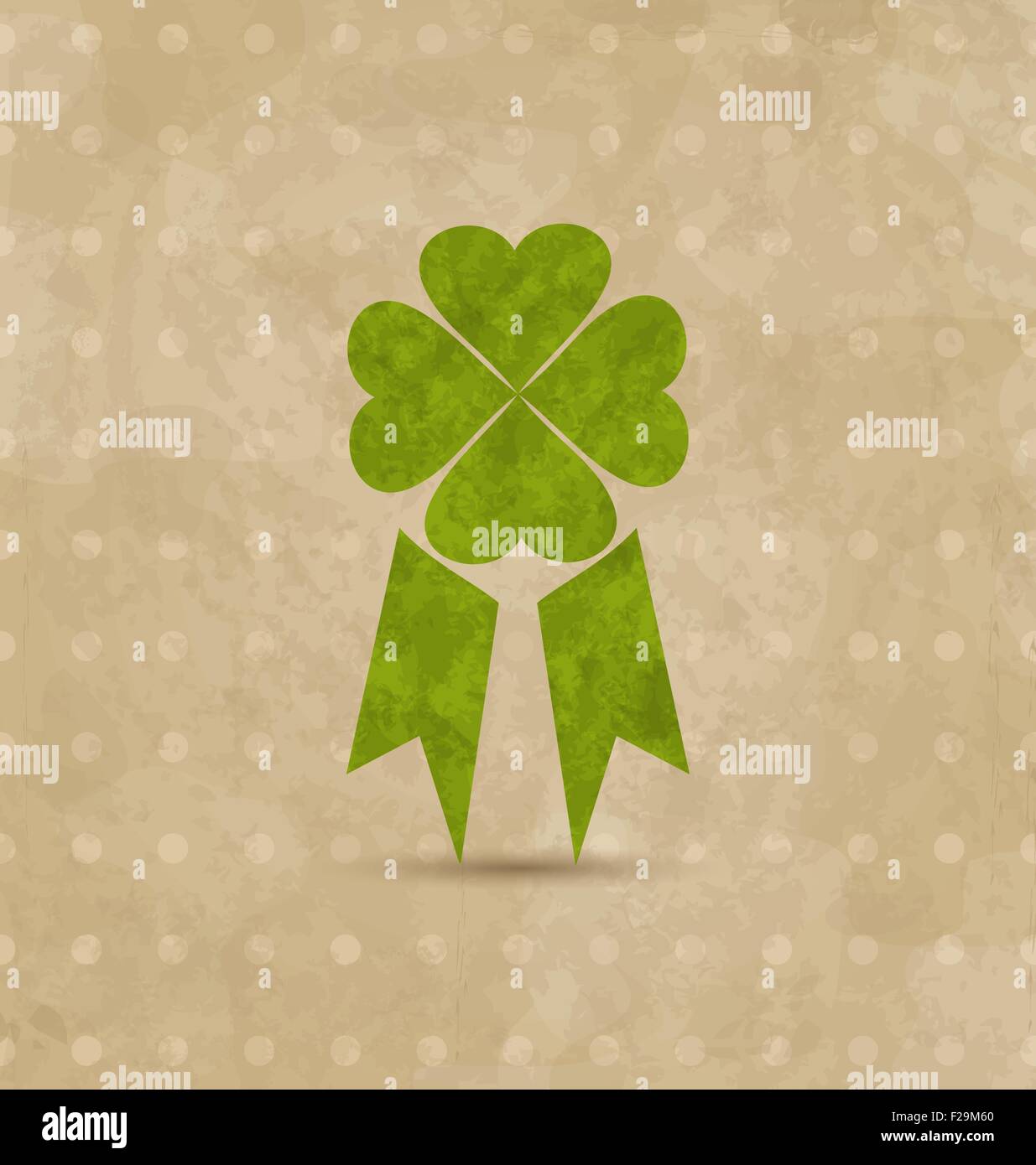 Award ribbon with four-leaf clover for St. Patrick's Day, retro Stock ...