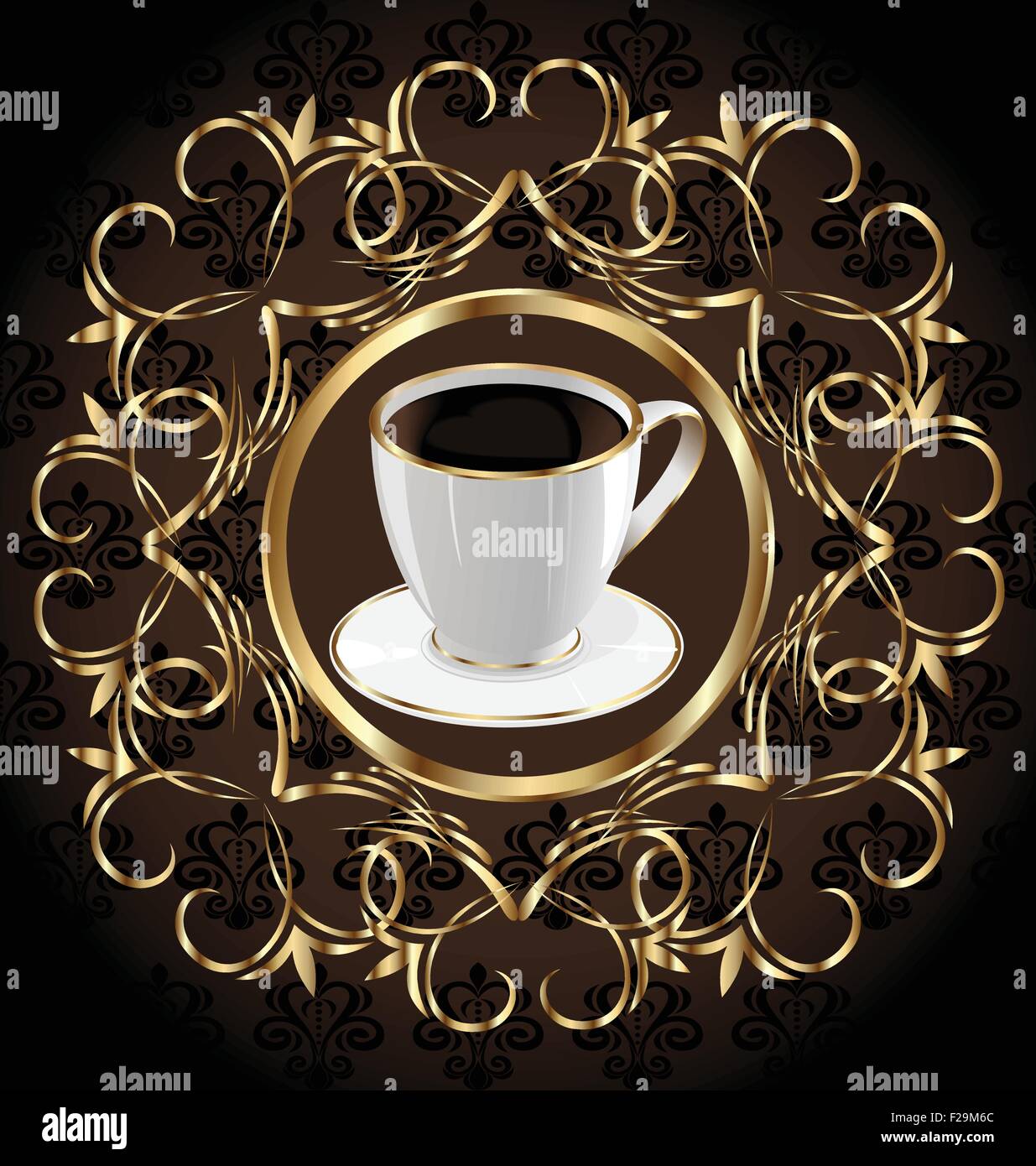 Ornate label for package coffee, floral texture Stock Vector Image ...