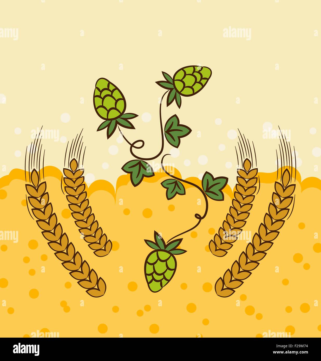 Beer background with hop leaves and wheats Stock Vector Image & Art - Alamy