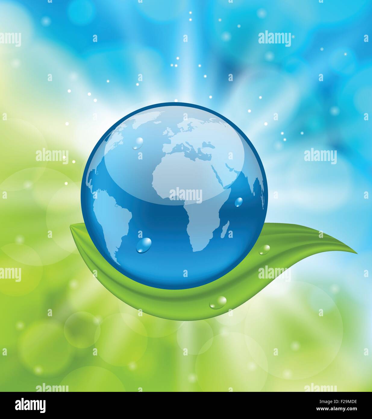 Planet earth with green leaf Stock Vector Image & Art - Alamy