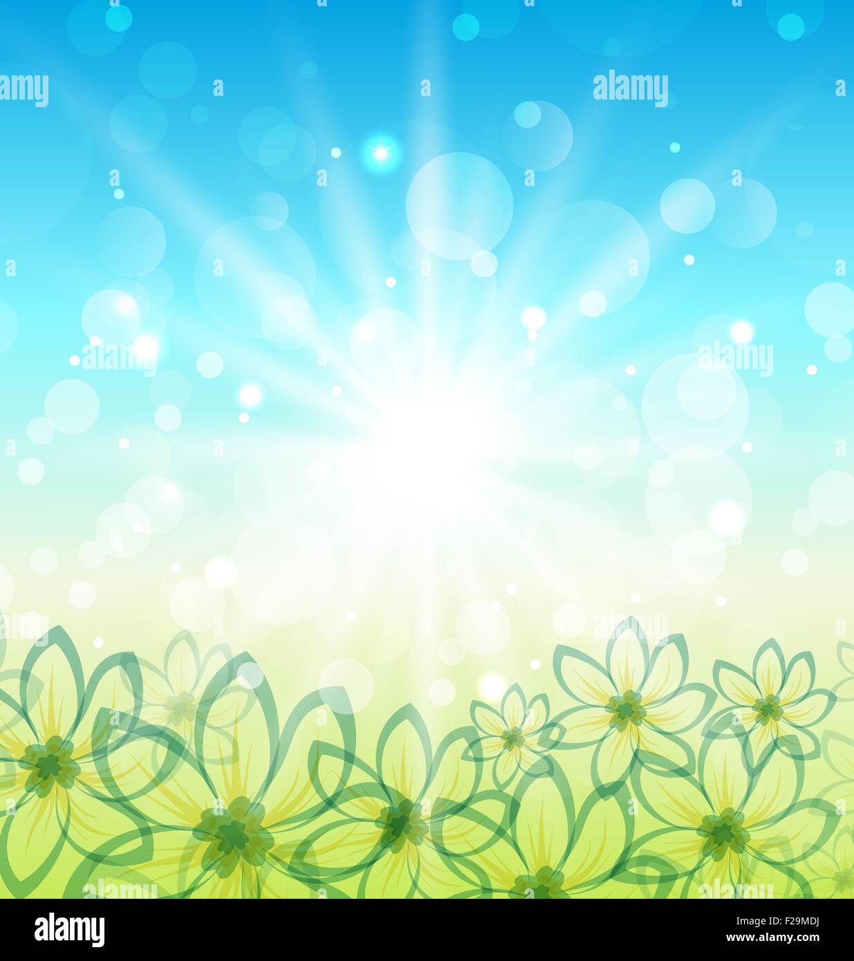 Light blue sky with flowers Stock Vector Images - Alamy