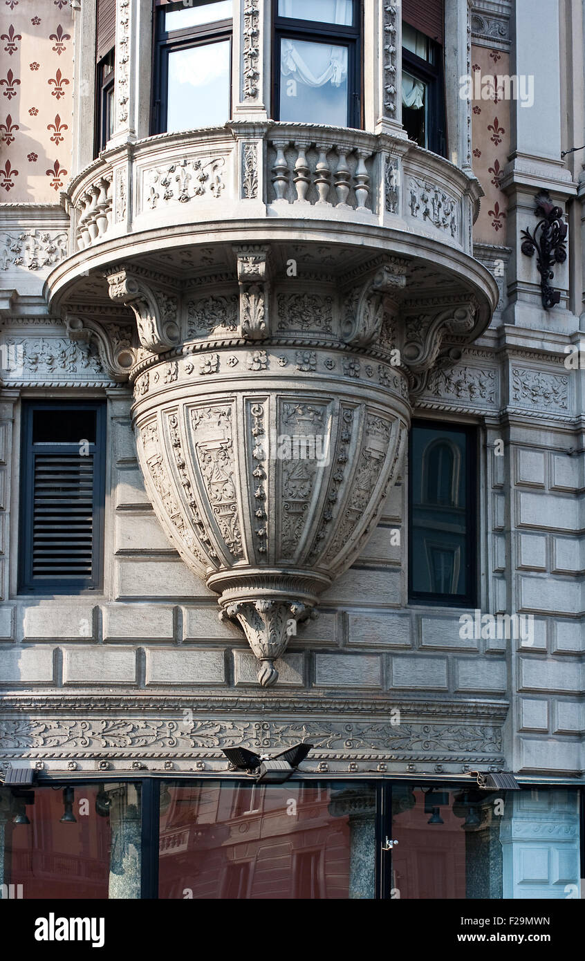 View of famous balcony in Milan Stock Photo - Alamy