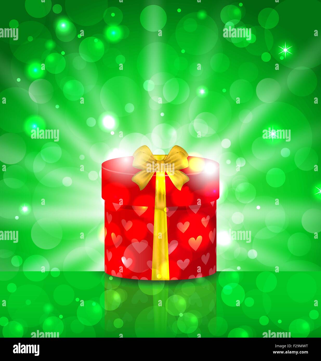 Christmas round gift box on light background with glow Stock Vector ...