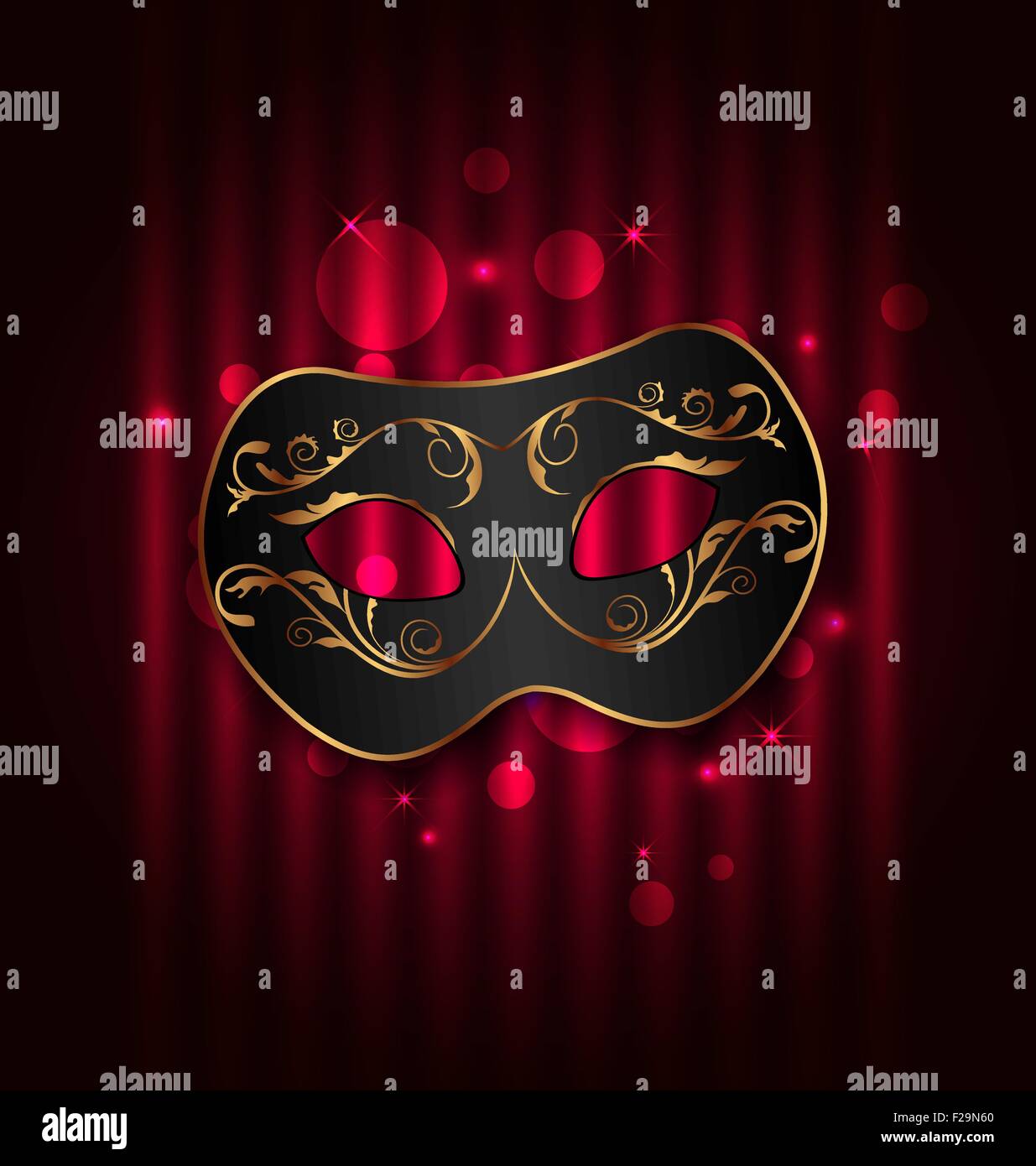 Black carnival ornate mask on glowing background Stock Vector Image ...