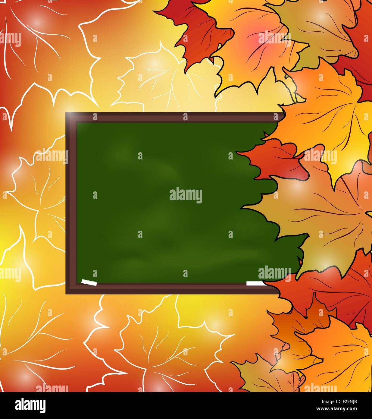 School board with maple leaves, autumn background Stock Vector Image ...
